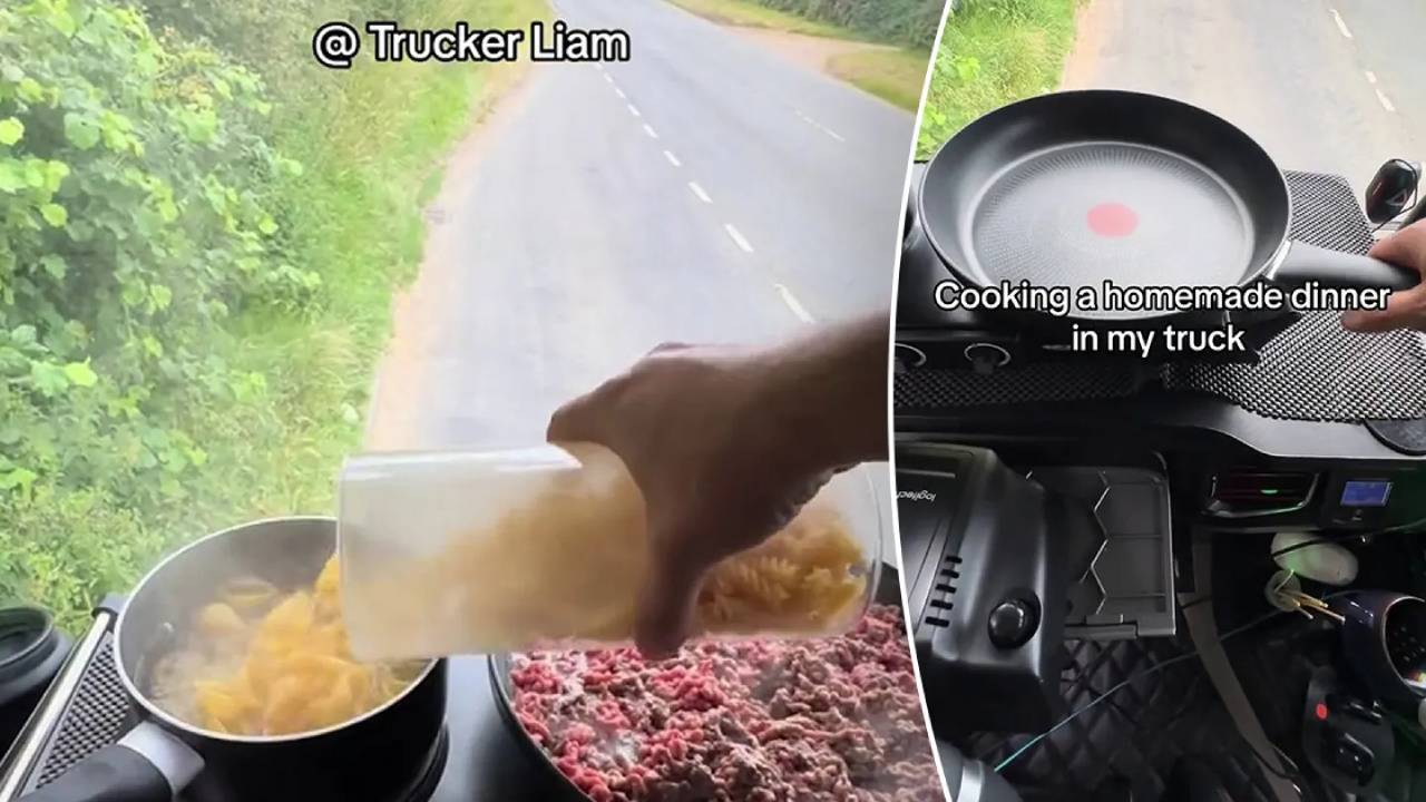 Truck driver cooks dinner on his dashboard: ‘Turned out all right ...